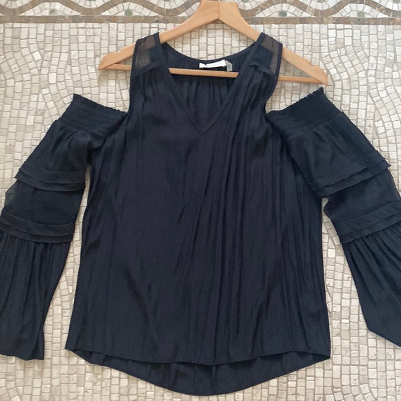 Ramy Brook | Tops | Lack Shirt With Open Shoulder Sleeves And Details ...